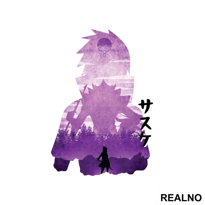 SASUKE - PURPLE SILHOUETTE - NARUTO - NALEPNICA