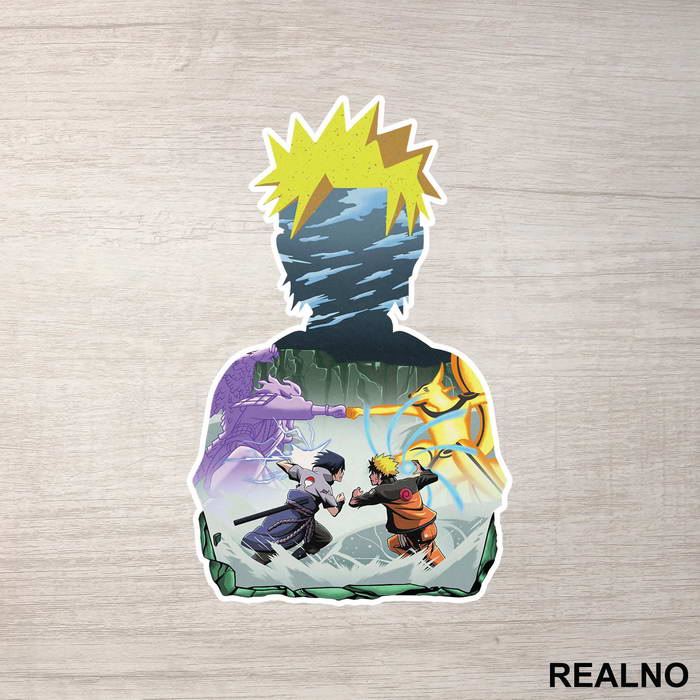 SASUKE AT THE VALLEY OF THE END - NARUTO - NALEPNICA