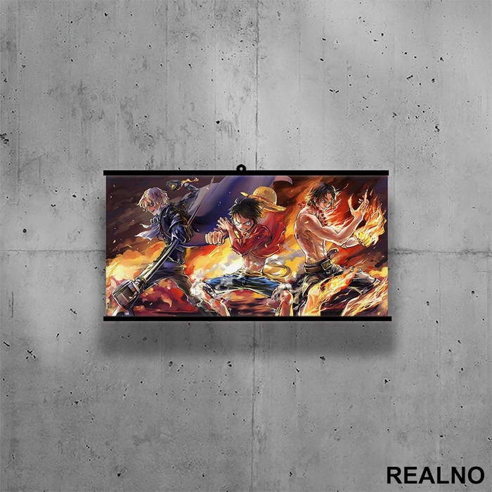 LUFFY, ACE D AND SABO - ONE PIECE - POSTER SA NOSAČEM