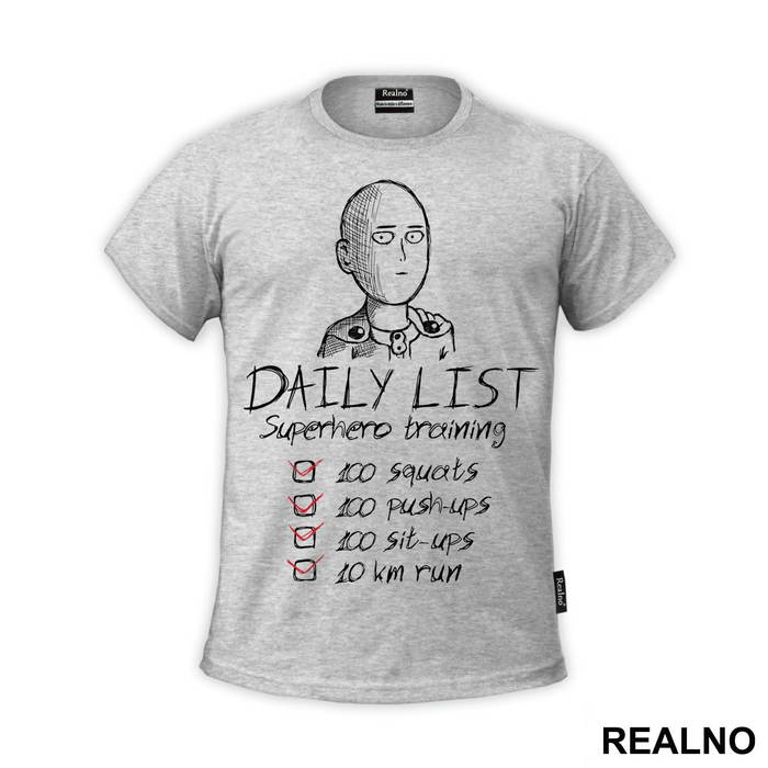 DAILY LIST - SUPERHERO TRAINING - ONE PUNCH MAN - MAJICA