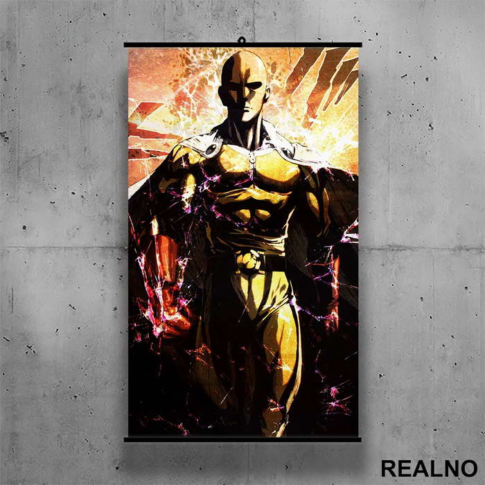 SAITAMA - RETRO - ONE PUNCH MAN - POSTER SA NOSAČEM