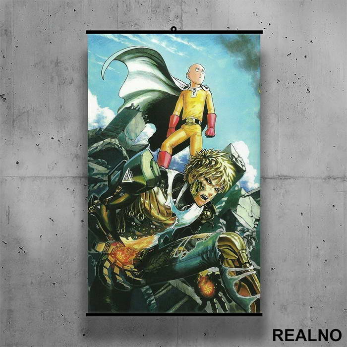 SAITAMA AND GENOS - ONE PUNCH MAN - POSTER SA NOSAČEM