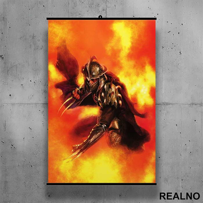 SHREDDER - FIRE - NINDŽA KORNJAČE - POSTER SA NOSAČEM