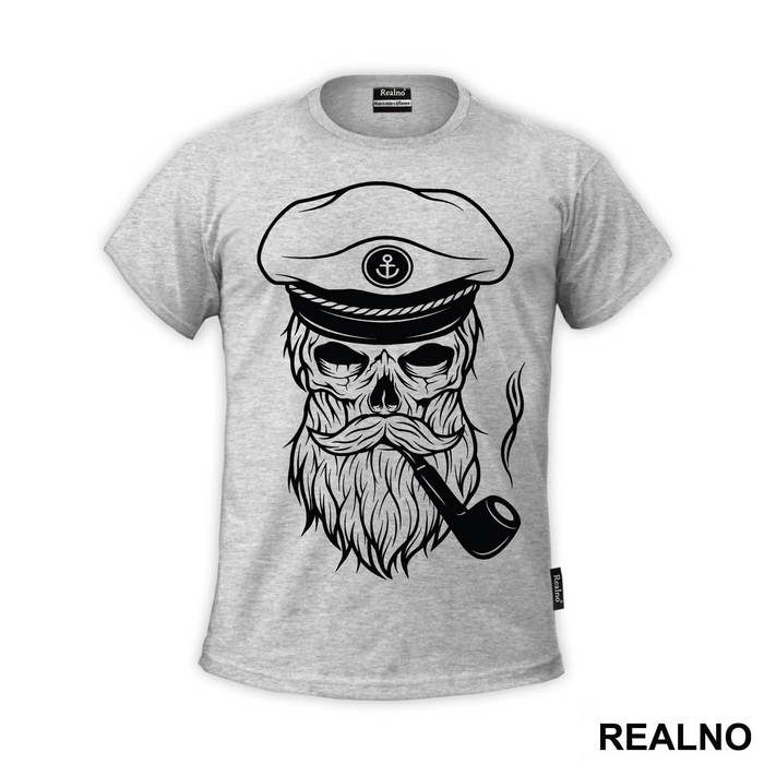 BEARDED CAPTAIN SKULL - BRADA - BEARD - MAJICA
