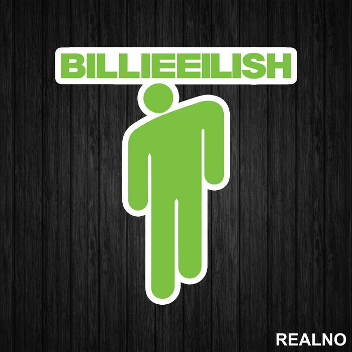 BILLIE EILISH GREEN STICK FIGURE - MUZIKA - NALEPNICA