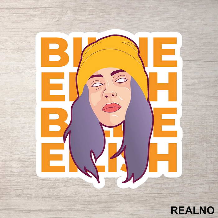 BILLIE EILISH YELLOW HAT - MUZIKA - NALEPNICA