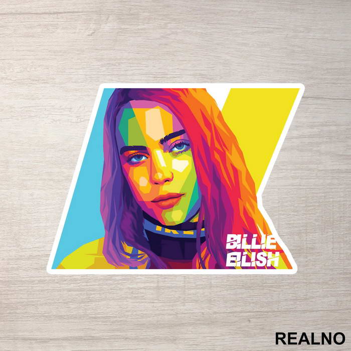 COLORFUL POLYGONAL ART - BILLIE EILISH - MUZIKA - NALEPNICA