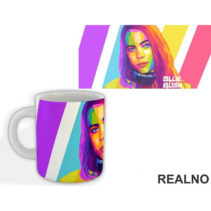 COLORFUL POLYGONAL ART - BILLIE EILISH - MUZIKA - ŠOLJA