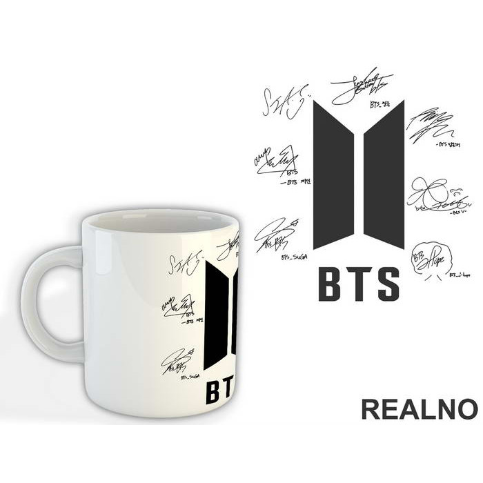 SIGNATURES - LOGO - BTS - BANGTAN BOYS - MUZIKA - ŠOLJA