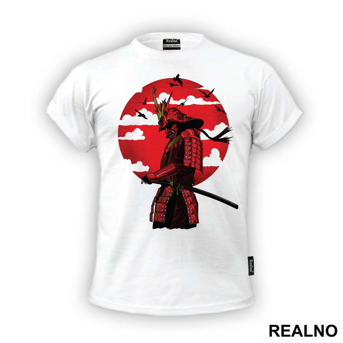 RED MOON WITH CLOUDS - SAMURAI - MAJICA