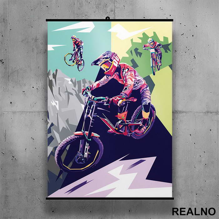 COLORS - MOUNTAIN BIKES - MTB - POSTER SA NOSAČEM