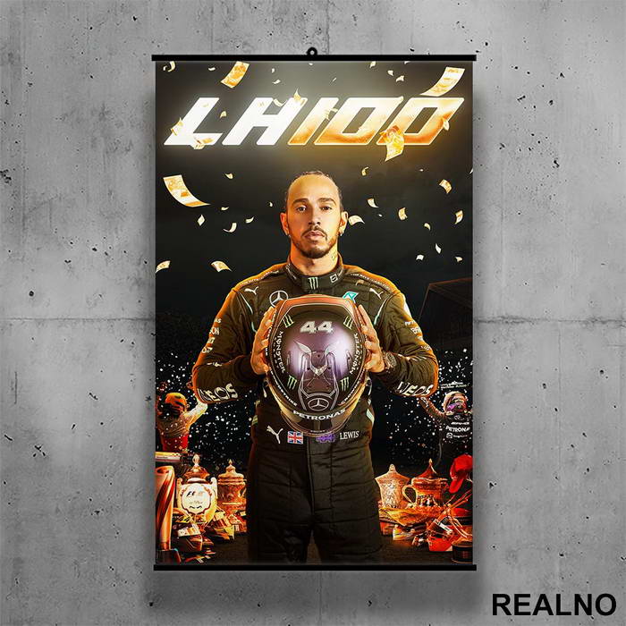 LH100 - LEWIS HAMILTON - FORMULA 1 - POSTER SA NOSAČEM