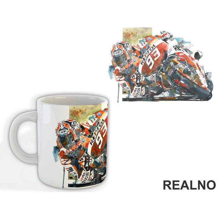 MARQUEZ WATERCOLOR PAINTING - 93 - MOTOGP - SPORT - ŠOLJA