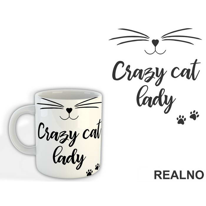 CRAZY CAT LADY - FACE - MAČKE - ŠOLJA