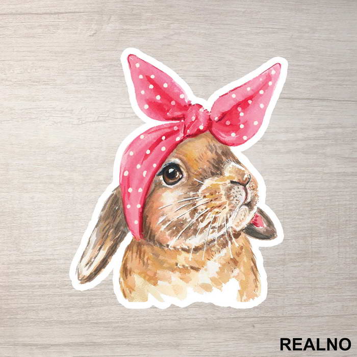 RABBIT WITH A BOW - ŽIVOTINJE - NALEPNICA