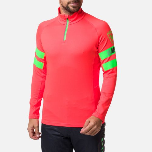 ROSSIGNOL MEN'S CLASSIQUE HERO 1/2 ZIP LAYER NEON RED