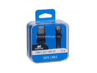 Rivacase VA6002 (rcva6002bk12) kabl za punjač USB A (muški) na USB Type C (muški) 1.2m crni