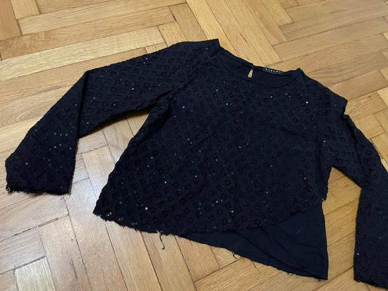 Sisley crop sequin bluza
