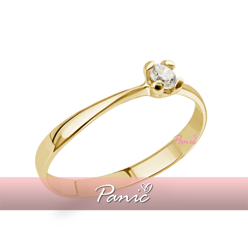 Klasičan verenički prsten, žuto zlato sa jednim cirkonom