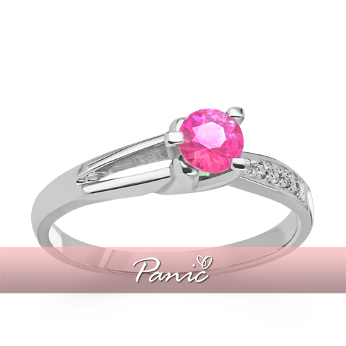 Atraktivan verenički prsten od belog zlata sa pink safirom 0.61 ct i dijamantima 0.042 ct VS-GH