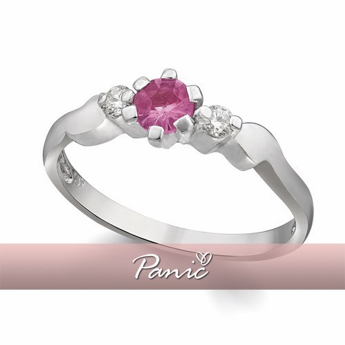 Prsten od belog zlata sa pink safirom 0.30 ct i brilijantima 0.08 ct VS-GH