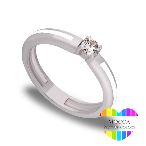 Verenički prsten sa belom keramikom i dijamantom 0.17 ct VS-Gh