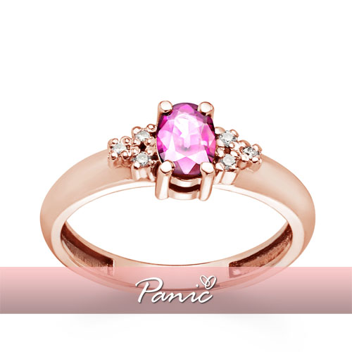 Verenički prsten od roze zlata sa pink safirom 0.60 ct i dijamantima 0.036 ct Vs-GH