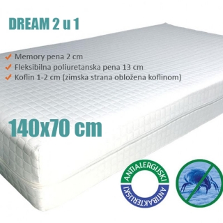 Dušek Dream 2 u 1 za decu 140x70x17 cm