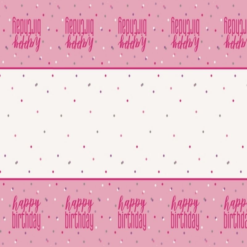 Roze Happy Birthday stolnjak
