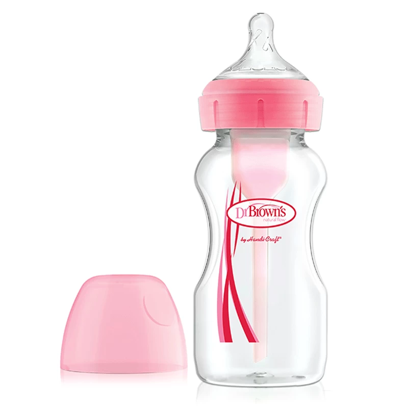 Dr Brown's plastična flašica Wide Neck Options+, Anti Colic Roze, 270ml 0m+