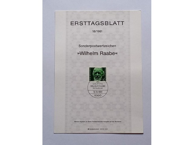 ETB Nemačka - Wilhelm Raabe - 1981.g