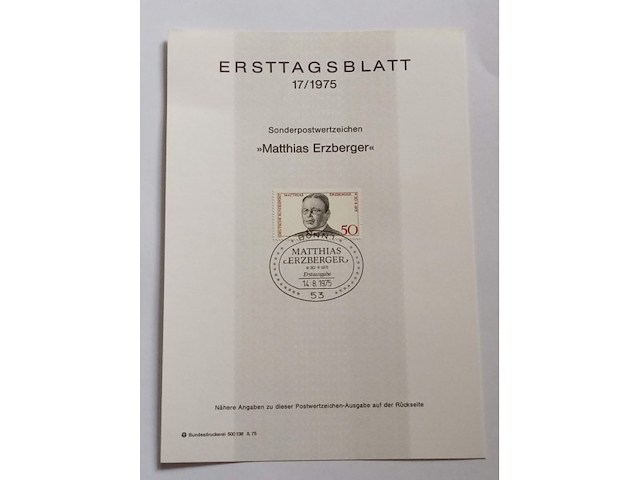 ETB Nemačka  - Matthias Erzberger - 1975.g