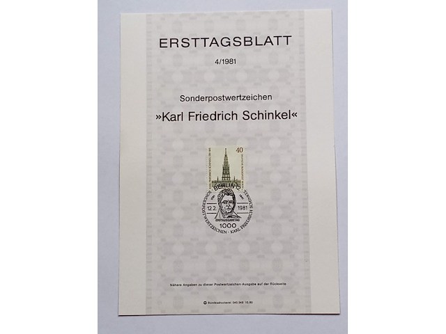 ETB Nemačka - Karl Friedrich Schinkel - 1981.g