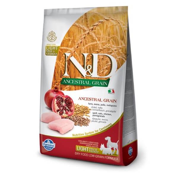 Farmina N&D Ancestral Grain Light Chicken&Pomegranate Mini&Medium 2,5kg