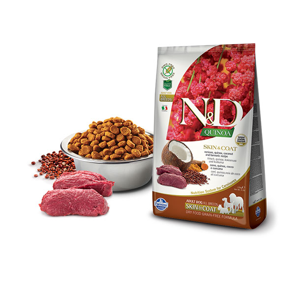 Farmina N&D Grain Free Quinoa Skin&Coat Venison, Cocunut & Curcuma