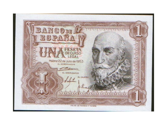 Spain 1 Peseta 1953. UNC.