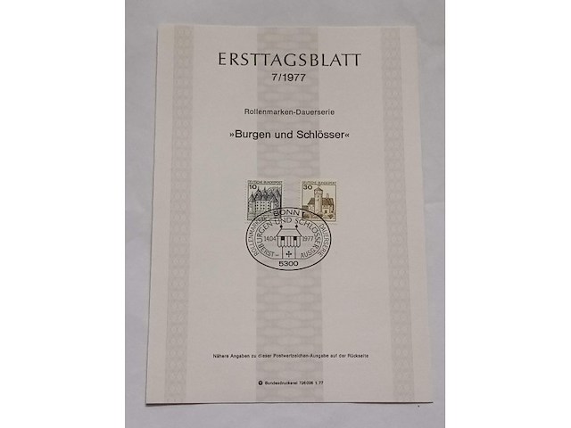 ETB Nemačka  - Burgen Und Schlosser - 1977.g