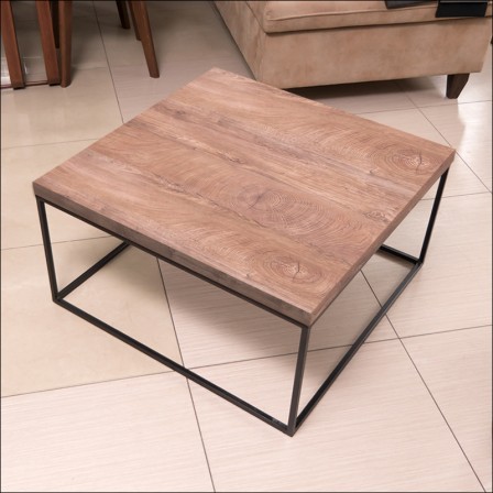 Klub sto Forest 800x800mm oak endgrain cognac