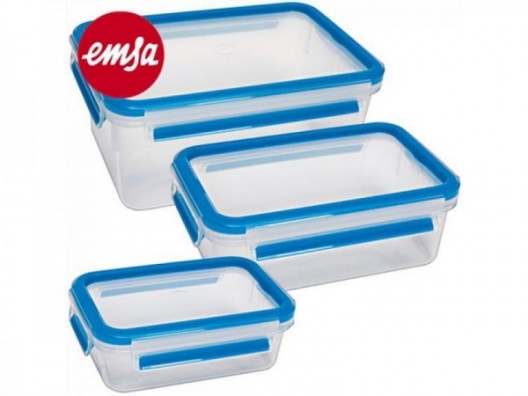 Set plastičnih posuda CLIP & CLOSE EMSA TEFAL 3u1. 0.55l 1l 2.30 L