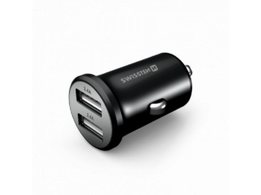 Auto punjač 4.8A 2xUsb (Crna) Swissten