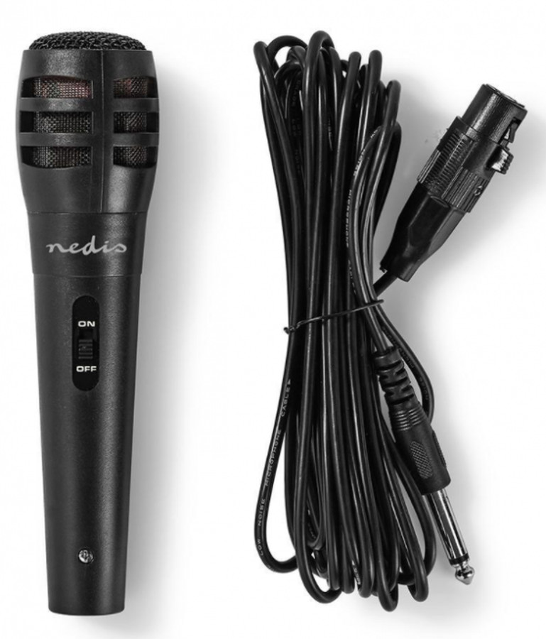 Karaoke mikrofon Nedis MPWD15BK, 6.35mm -75 dB+/-3dB Sensitivity, 80 Hz-12 kHz, kabl 5.0m