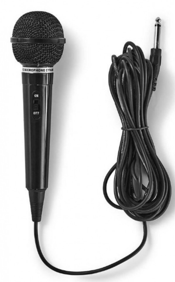 Karaoke mikrofon Nedis MPWD01BK , 6.35mm -75dB+/-3dB, Sensitivity, 80Hz-12kHz, kabl 5.0m