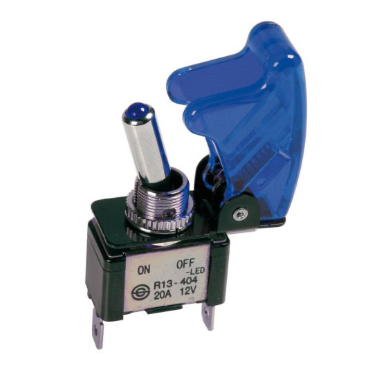 Aluminijumski prekidac sa plavim poklopcem i LED indikatorom, 12/24V – Lampa 45562