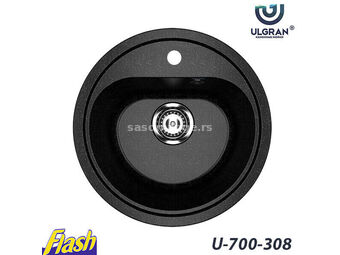 Granitna sudopera usadna okrugla - ULGRAN - U-700 - (4 boje) 308 - CRNA