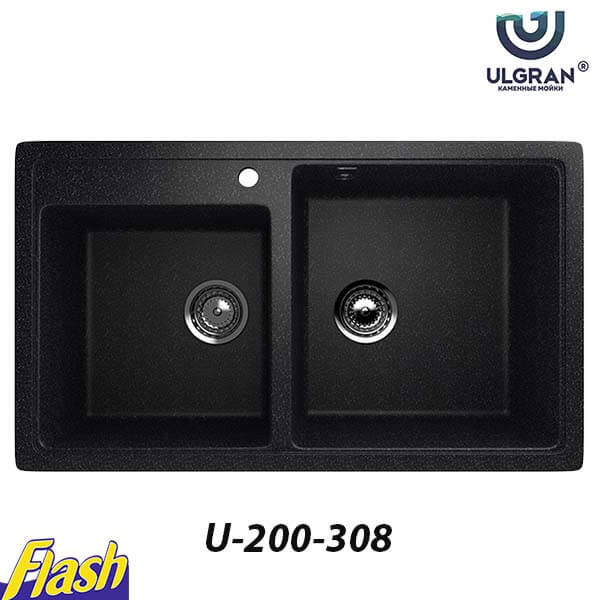 Granitna sudopera usadna kvadratna dupla – ULGRAN – U-200 – (3 boje)
