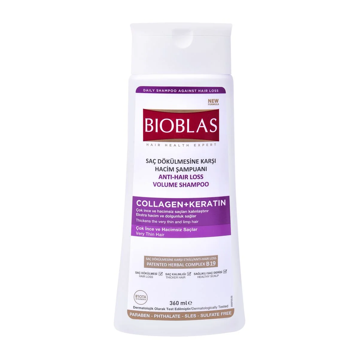 Šampon protiv opadanja i za volumen kose BIOBLAS Kolagen i keratin 360ml