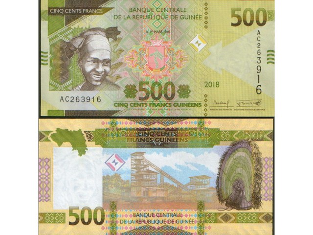 Guinea 500 Francs 2018. UNC.