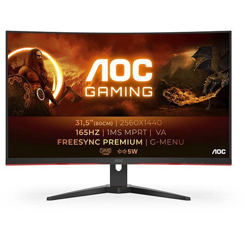 AOC 31.5″ Gaming Monitor QHD VA 165Hz | CQ32G2SE/BK