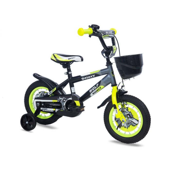 Bicikl dečiji WOLF 12" crna-siva-neon žuta