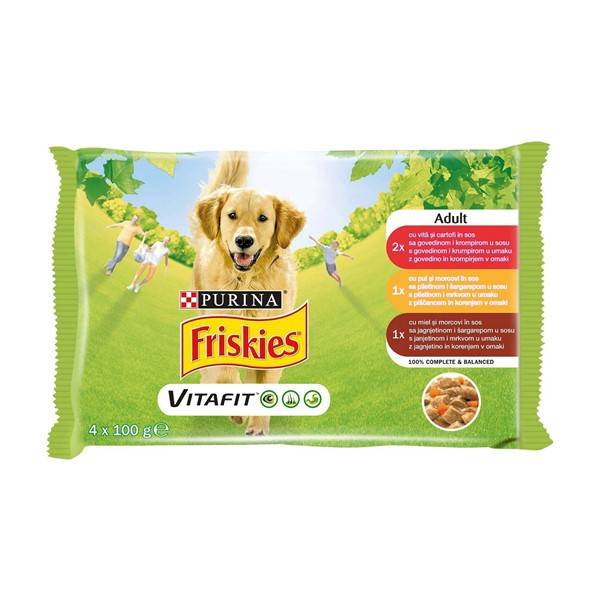 Friskies Dog sos Adult govedina, piletina i jagnjetina 4x100gr